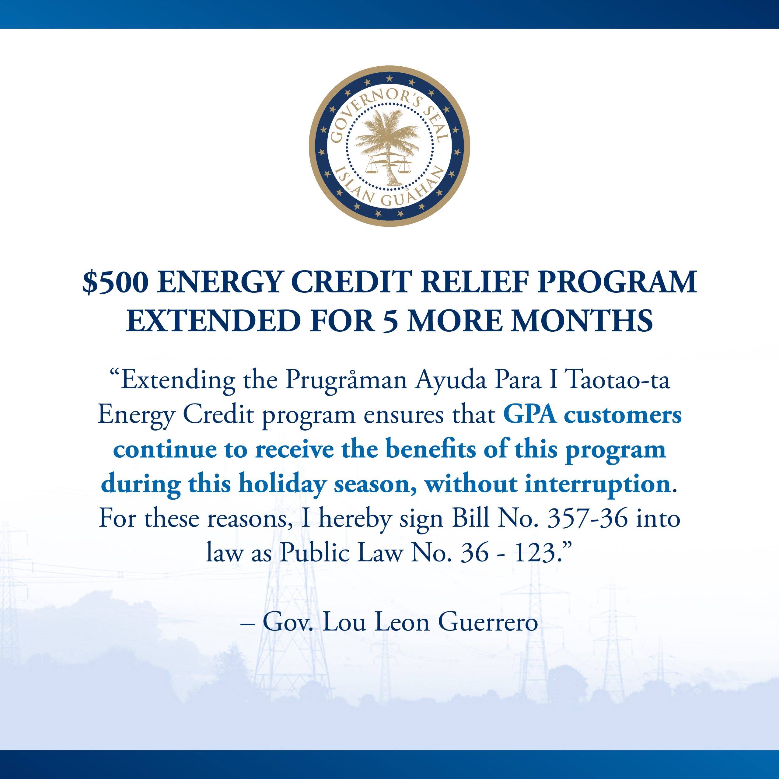 BILL NO. 357-36 (COR) nka P.L. 36-123 - Governor of Guam